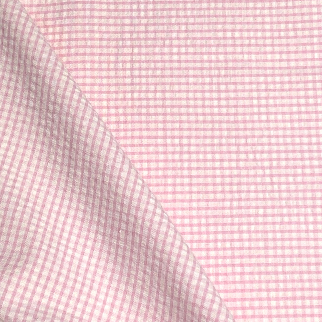 2 Yds 1/8” Seersucker Gingham Pink Gingham Pink Classic 100% Pink ...