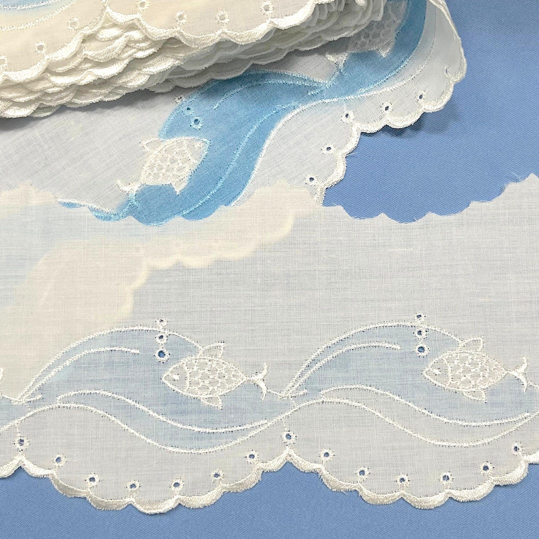 3 Yds Fish Batiste Embroidery Austria Hand Airbrushed Embroidery From ...