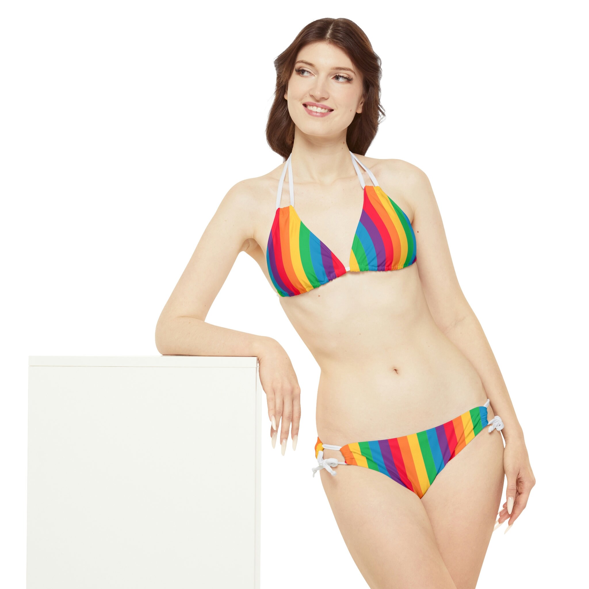 Strappy Bikini Set, Bright Rainbow Bikini, Bathing Suit, Gay Pride, Pride, LGBTQ, Rainbow, LGBT ...