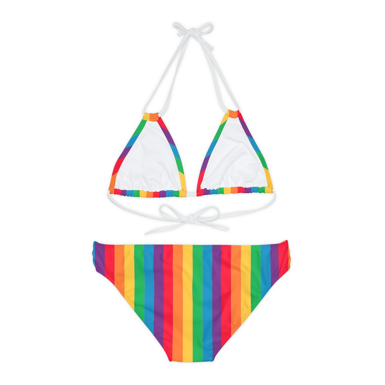 Strappy Bikini Set, Bright Rainbow Bikini, Bathing Suit, Gay Pride ...