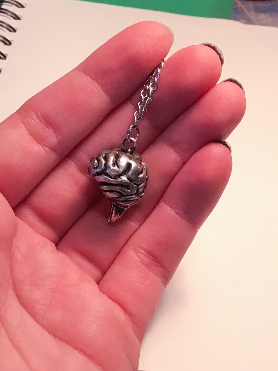 Pewter Brain Pendant Necklace - Etsy