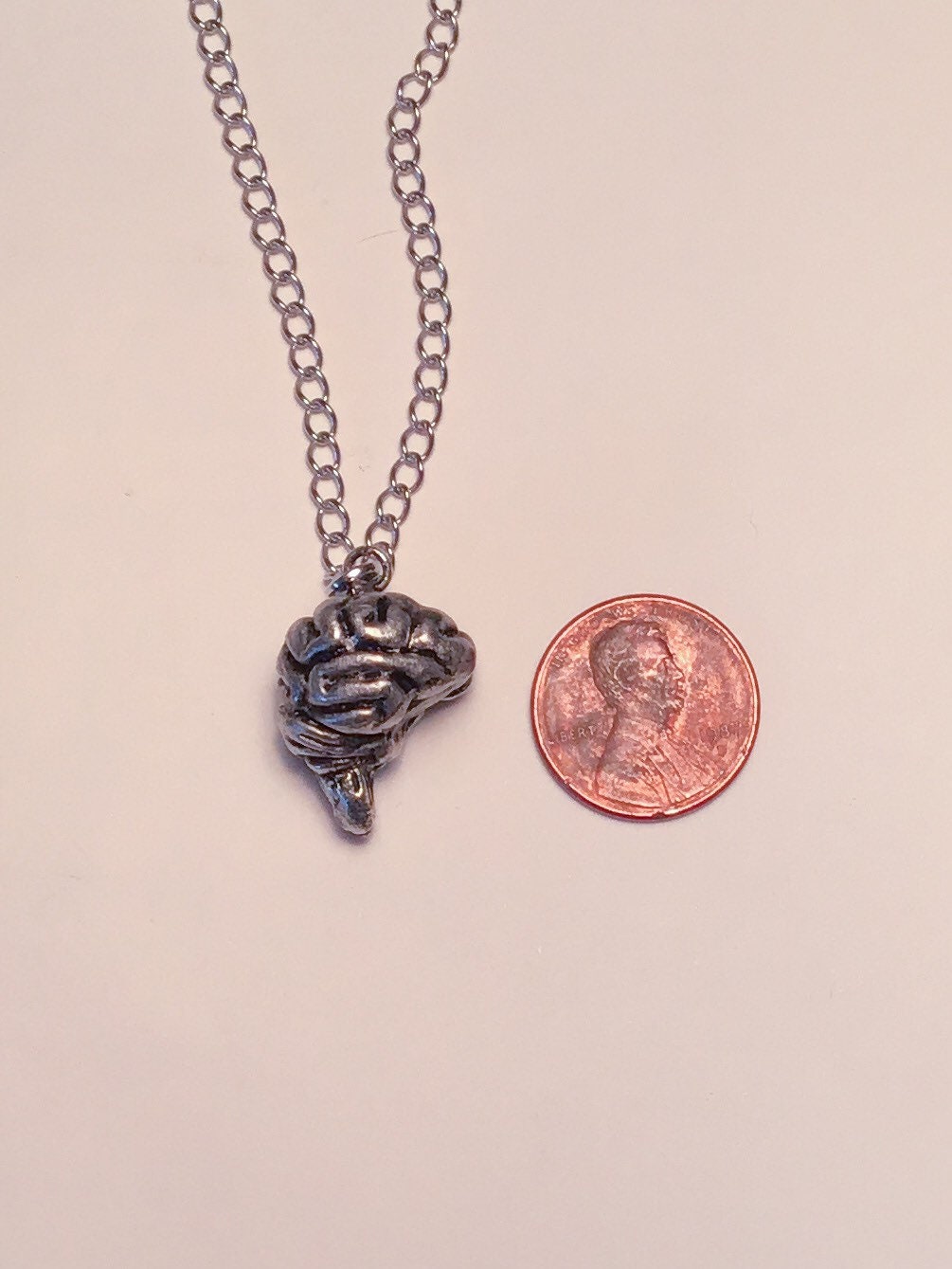 Pewter Brain Pendant Necklace - Etsy