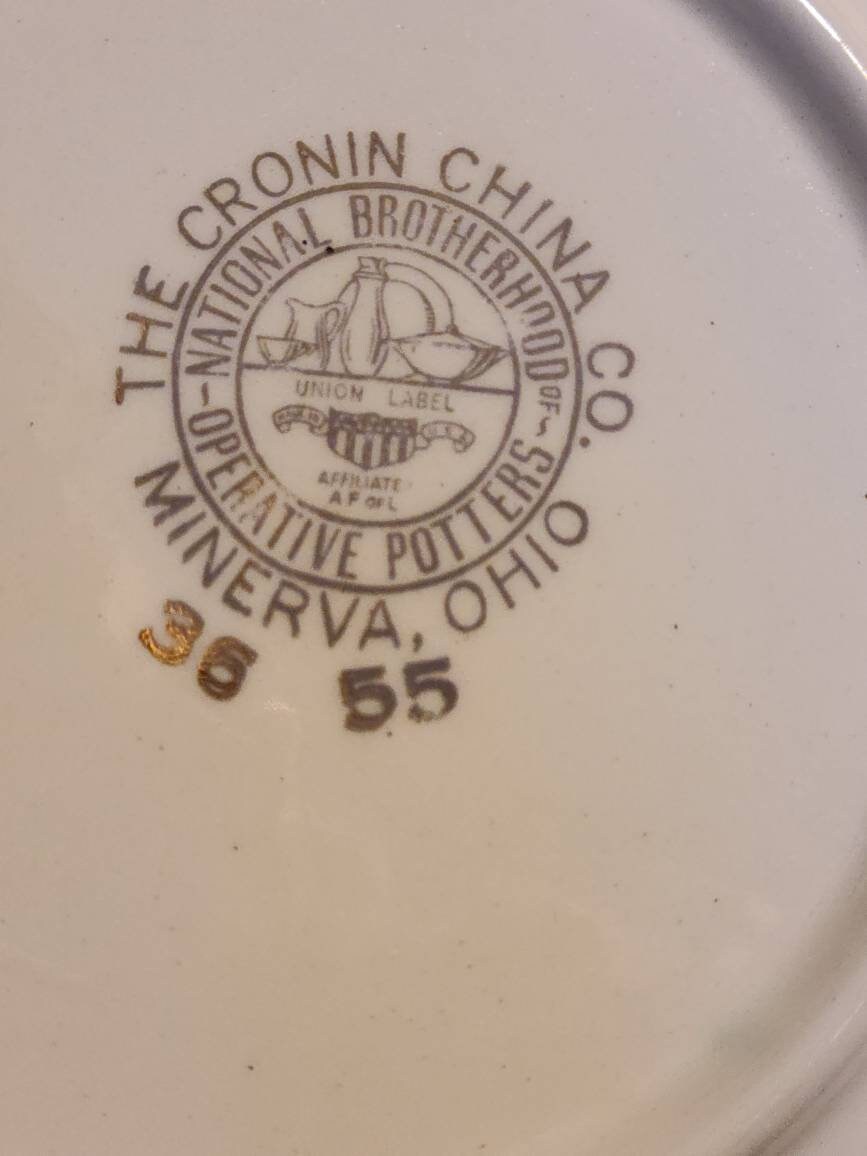 Cronin China Minerva Ohio, Green Trim Colonial Couple Dessert Plates - Etsy