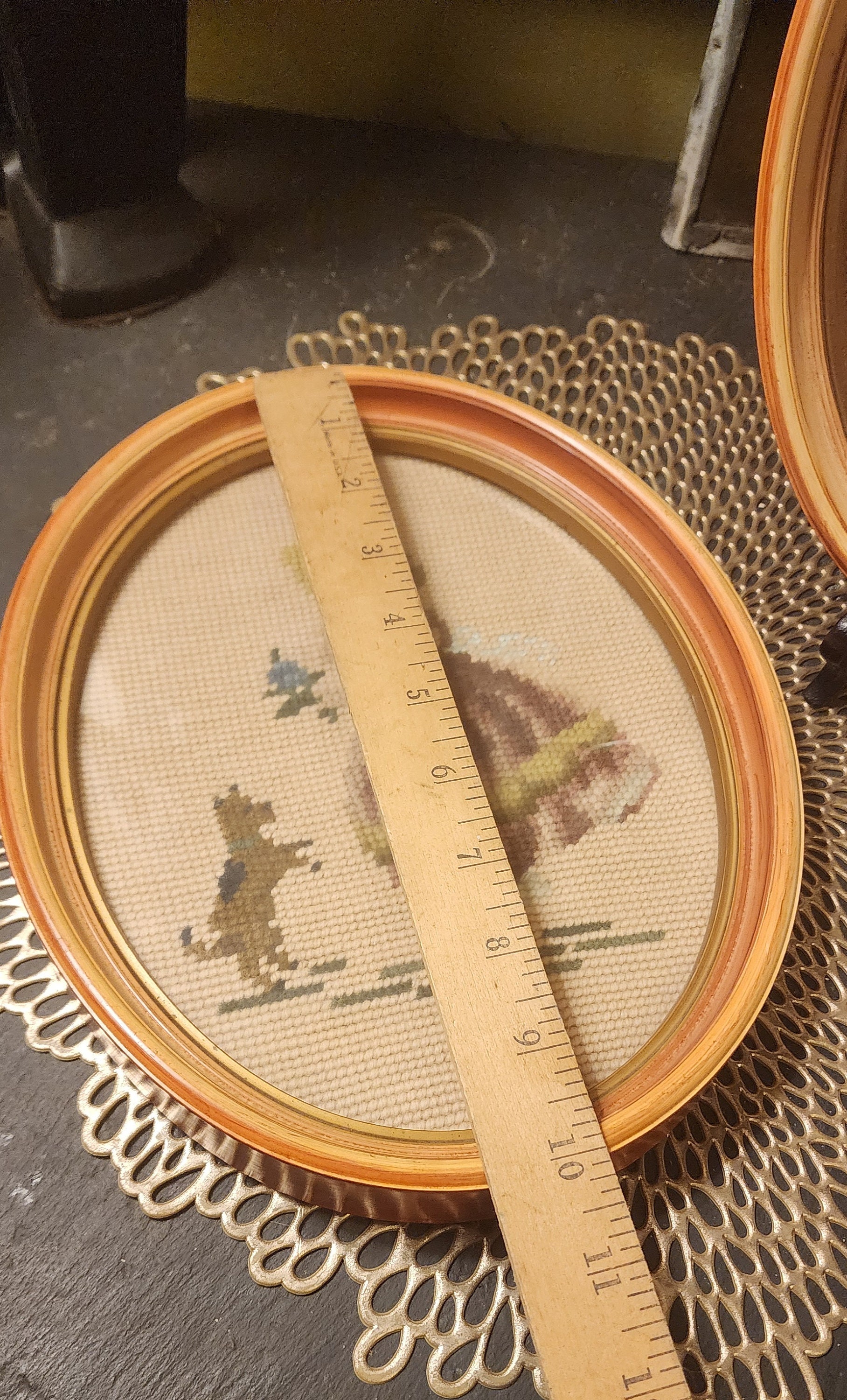 Oval Framed Needlepoint Maidens Set of 2 Vintage - Etsy