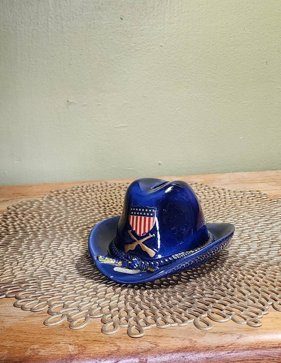 Electric Map Blue Cowboy Hat Bank With Flag and Rifles - Etsy