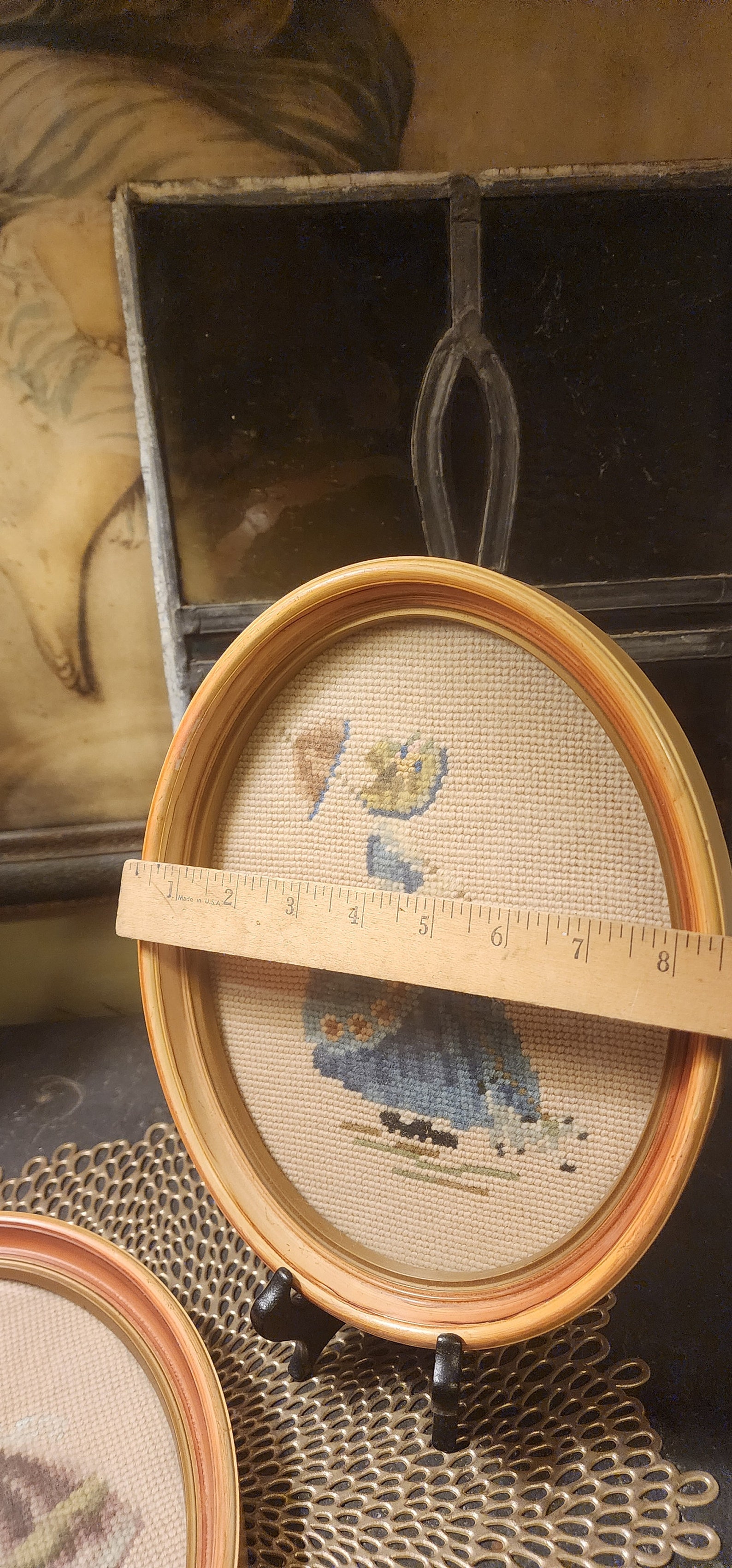 Oval Framed Needlepoint Maidens Set of 2 Vintage - Etsy