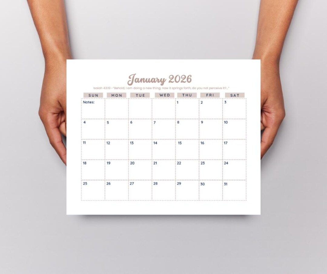 Printable Christian Calendar 2026 | Monthly Scripture Calendar | Faith ...