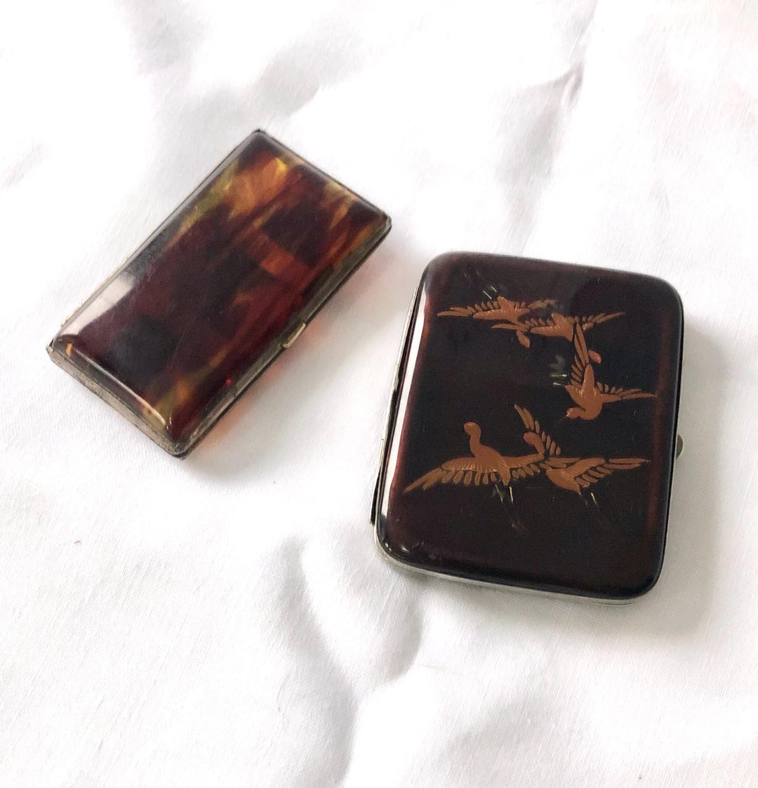 Two Vintage Faux Tortoiseshell Cigarette Cases, Bakelite Cigarette ...