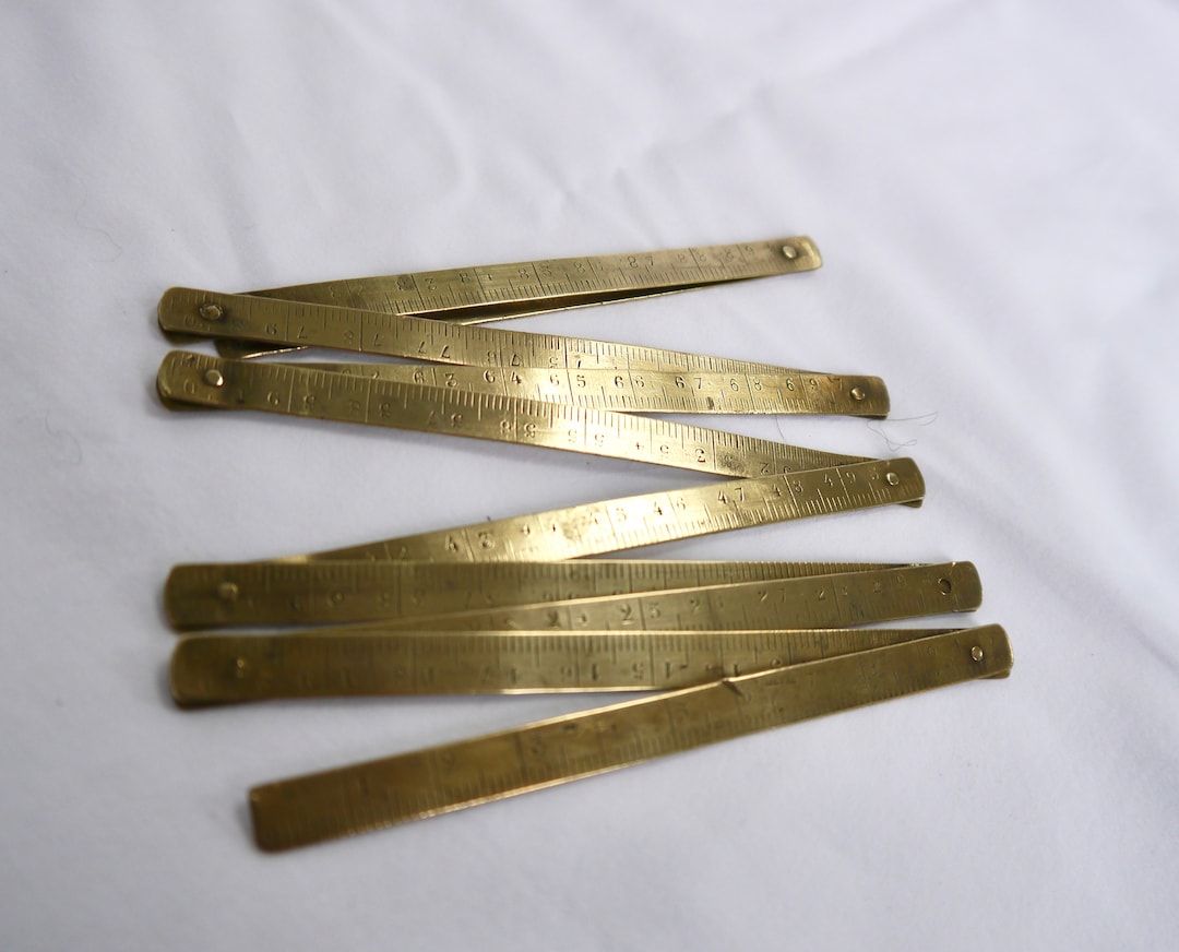 Vintage French Brass Folding Tape Measure, Foldable Brass Ruler, Old ...