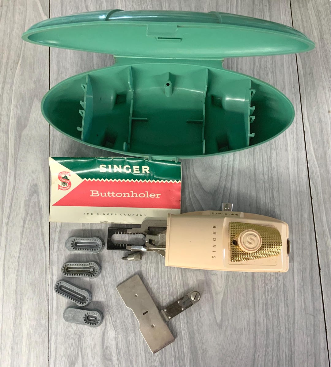 Vintage Singer Buttonholer in Green Case With All Attachments, 10-1/2 ...