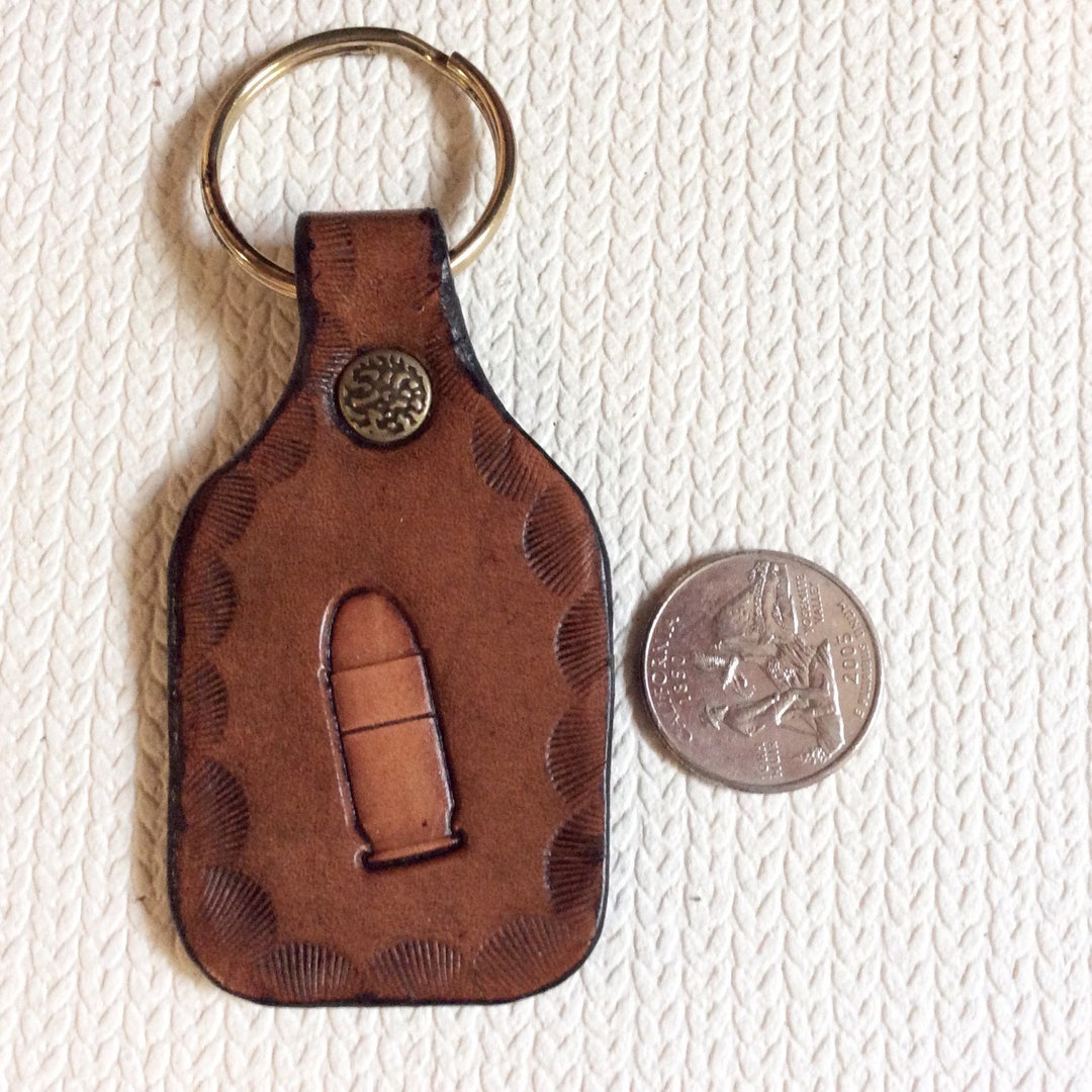 Bullet, Gun Keychain, Key Fob, Shell, Leather Gun Key Fob,leather ...