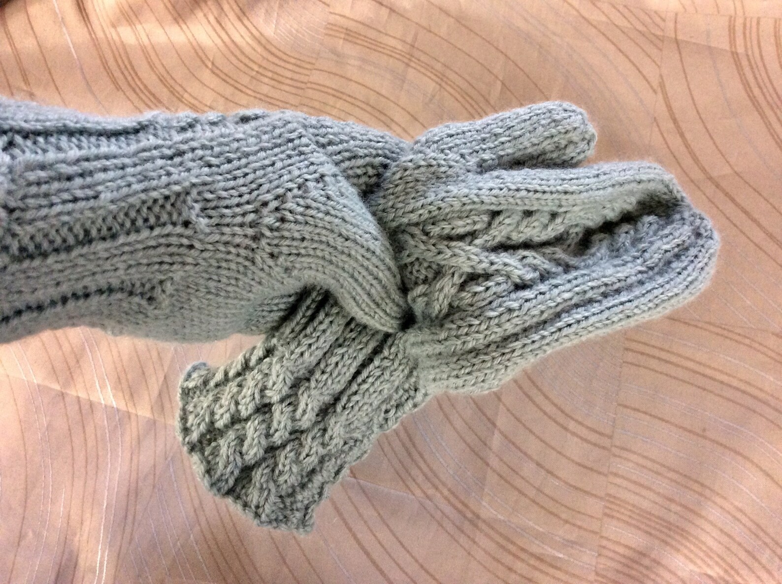 Adults Mittens, Arcrylic and Wool Hand Knit Mittens, Lt Blue Grey, Hand ...