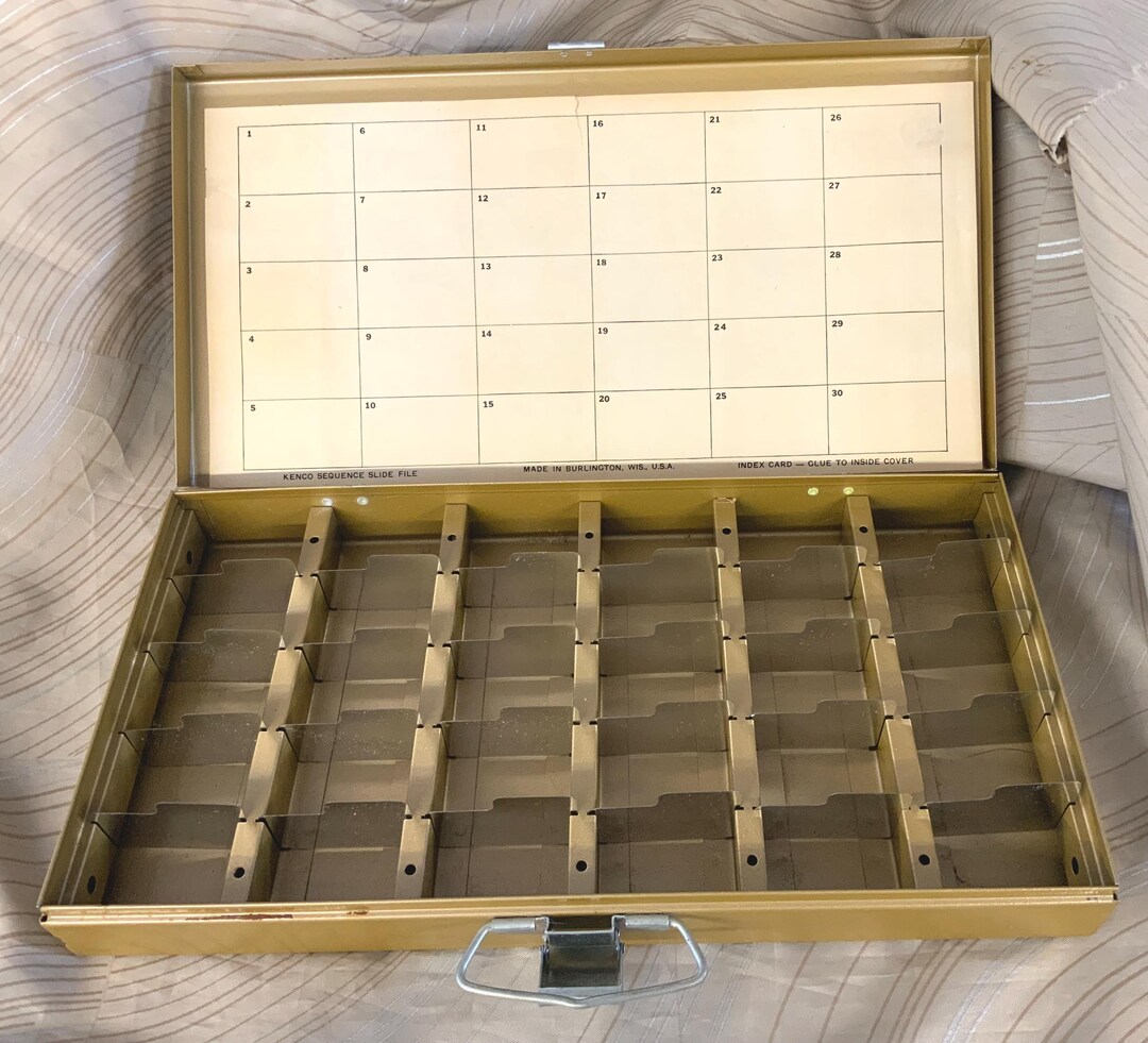 Vintage KENCO Metal Slide File Storage Box, Photographic Slide File, 30 ...