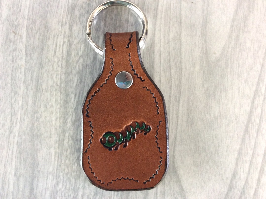 Bookworm Key Fob, Leather Worm Key Fob, Bookworm Keychain, Leather Key ...