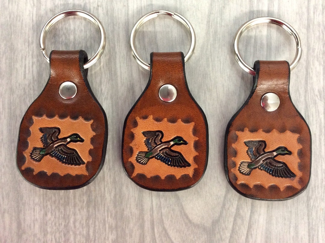 Duck, Fowl, Key Fob, Leather Keychain,duck Key Chain, Tooled Key Fob ...