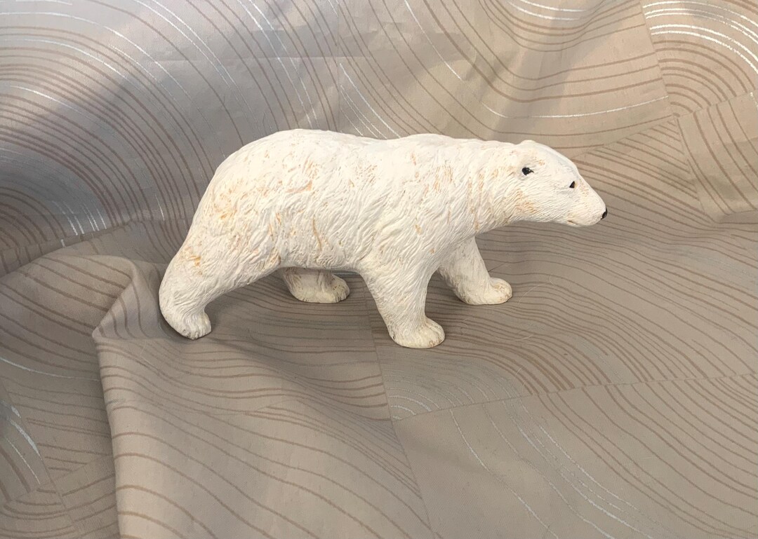 Vintage Ceramic Polar Bear Figurine, Handmade Ceramic Walking Polar ...