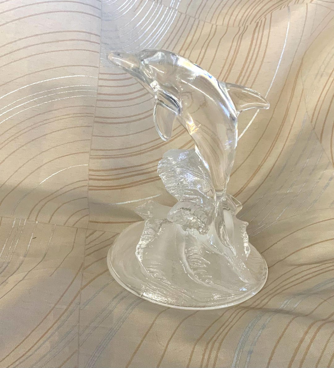 Vintage Glass Dolphin Figurine, Clear Glass Dolphin, Rare Find Crystal ...