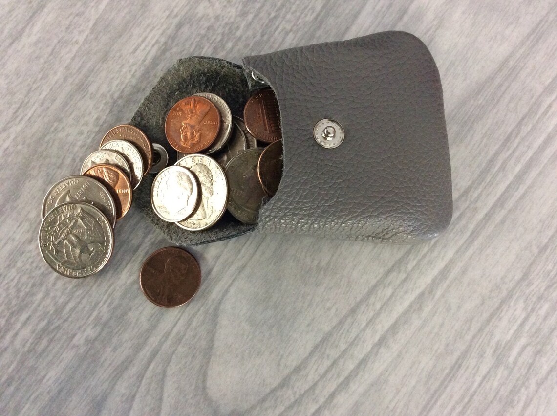 Small Coin Purse Graytiny Coin Purseleather Coin | Etsy