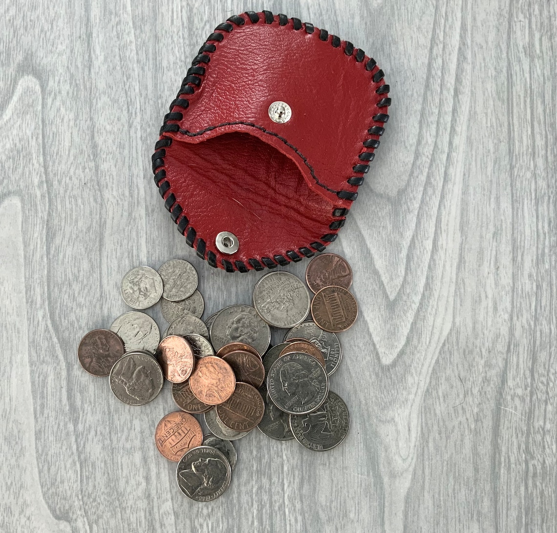 Small Red Coin Purse, Lined Coin Purse,leather Coin Purse, Coin Purse ...