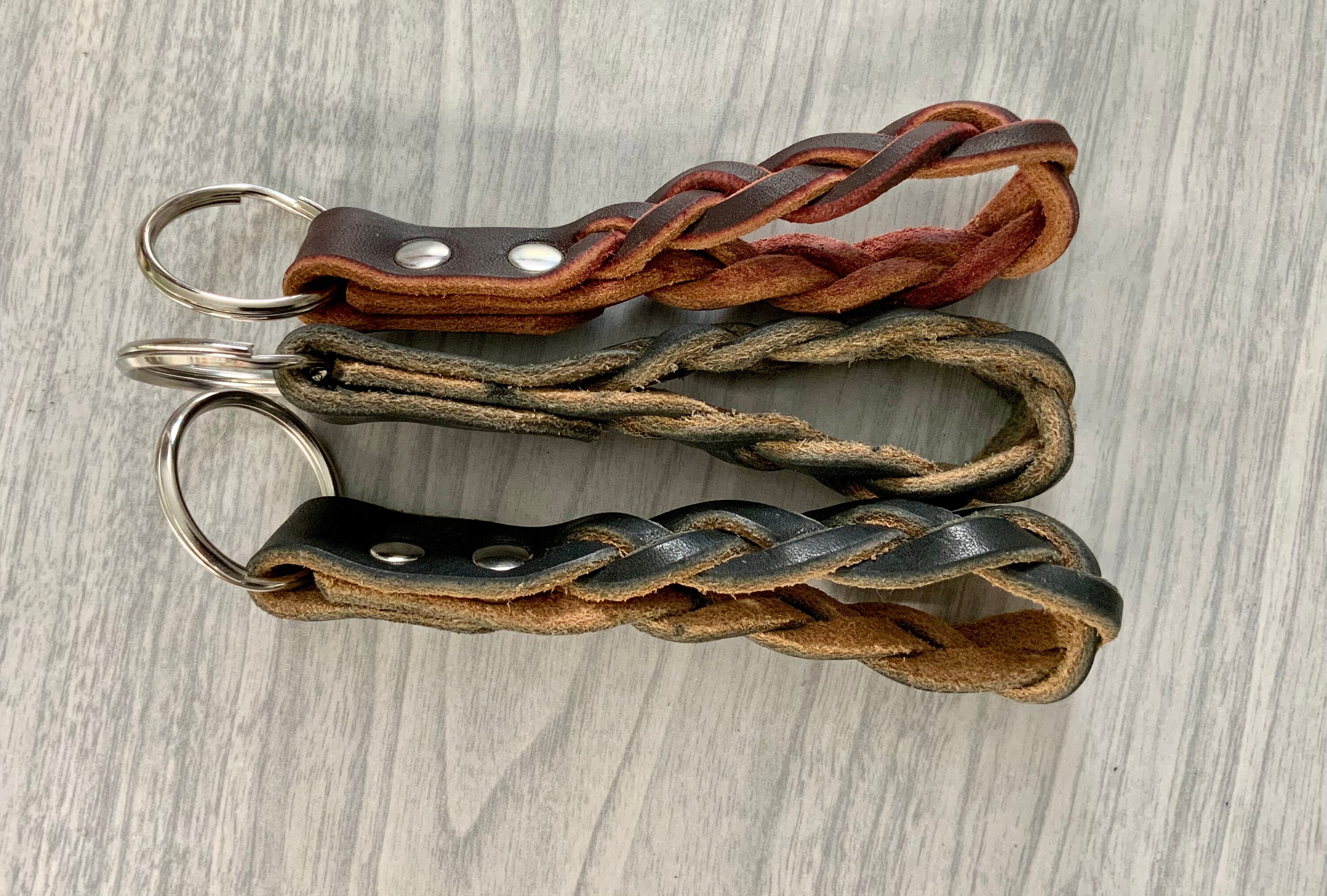 5-3/4Braided leather key fob braided leather keychain | Etsy