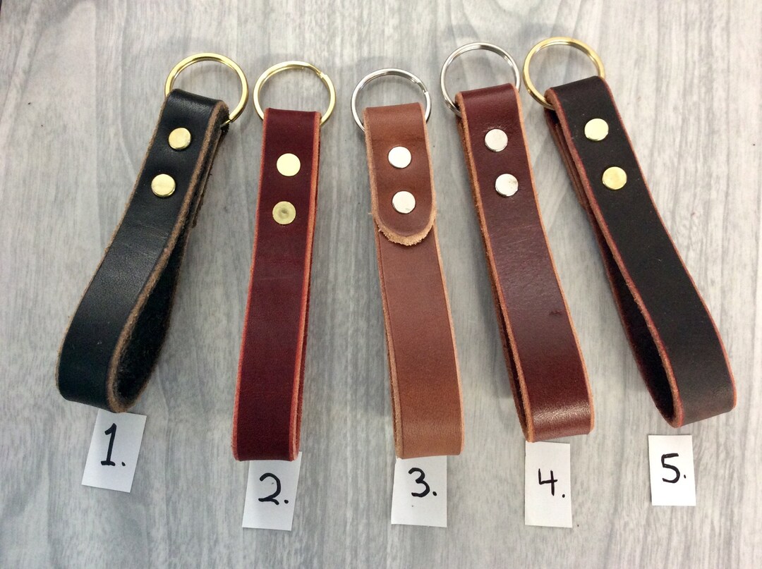 Leather Belt Key Chain, 5", Belt, Latigo Leather Keychain, Latigo Black ...