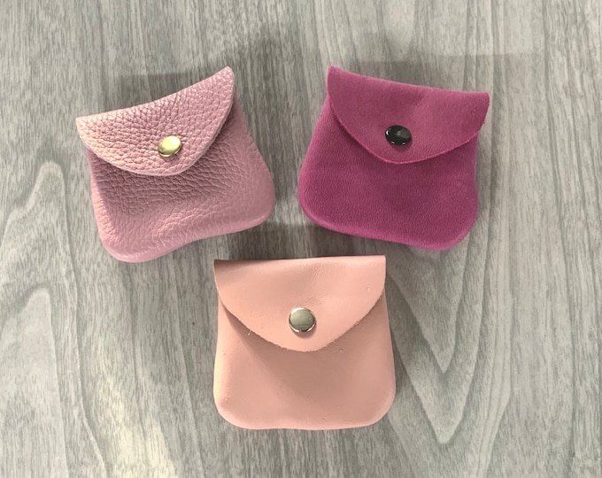 Light Pink Coin Purse, Leather Purse, Small Coin Purse, Tiny Coin Purse ...