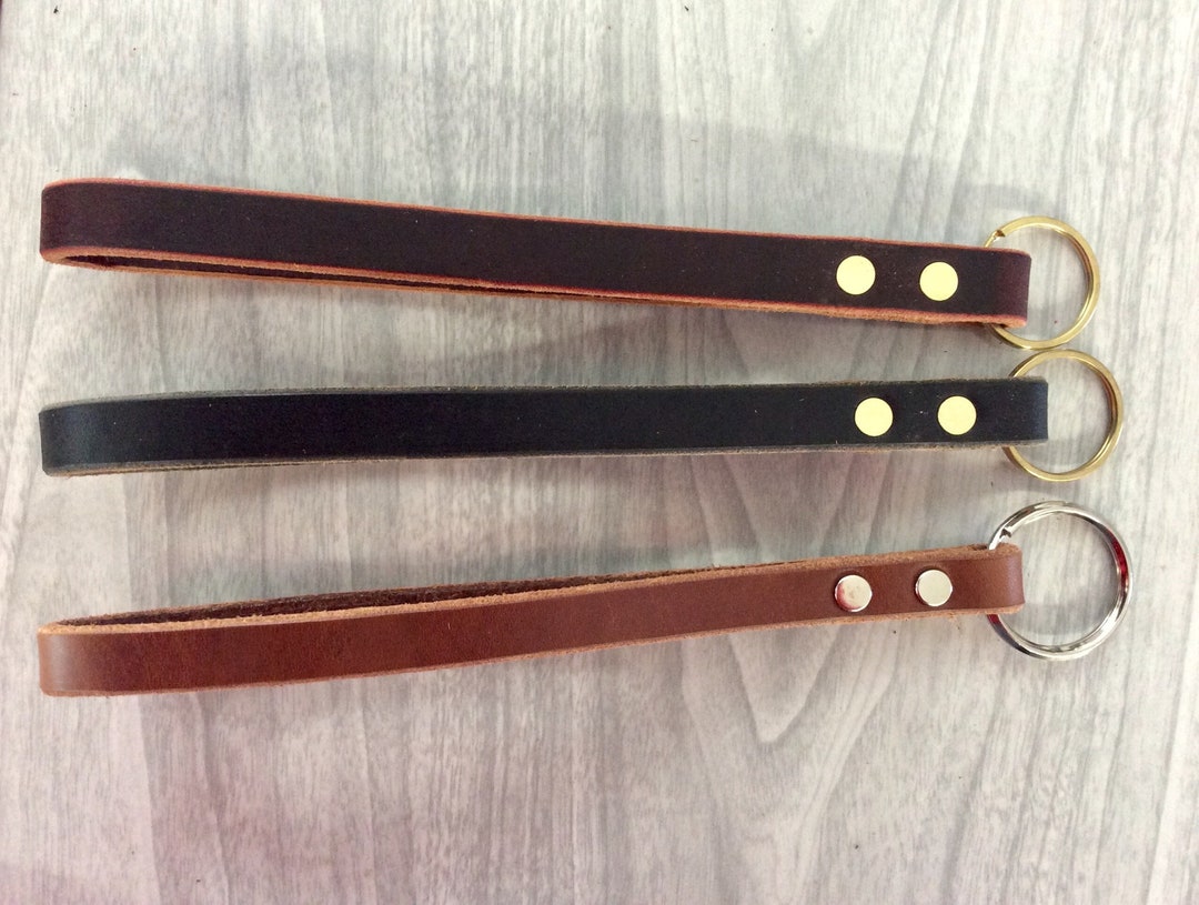 Wrist Strap Keyfob, 1/2" Wide 9" Key, Latigo Leather Keychain, Latigo ...
