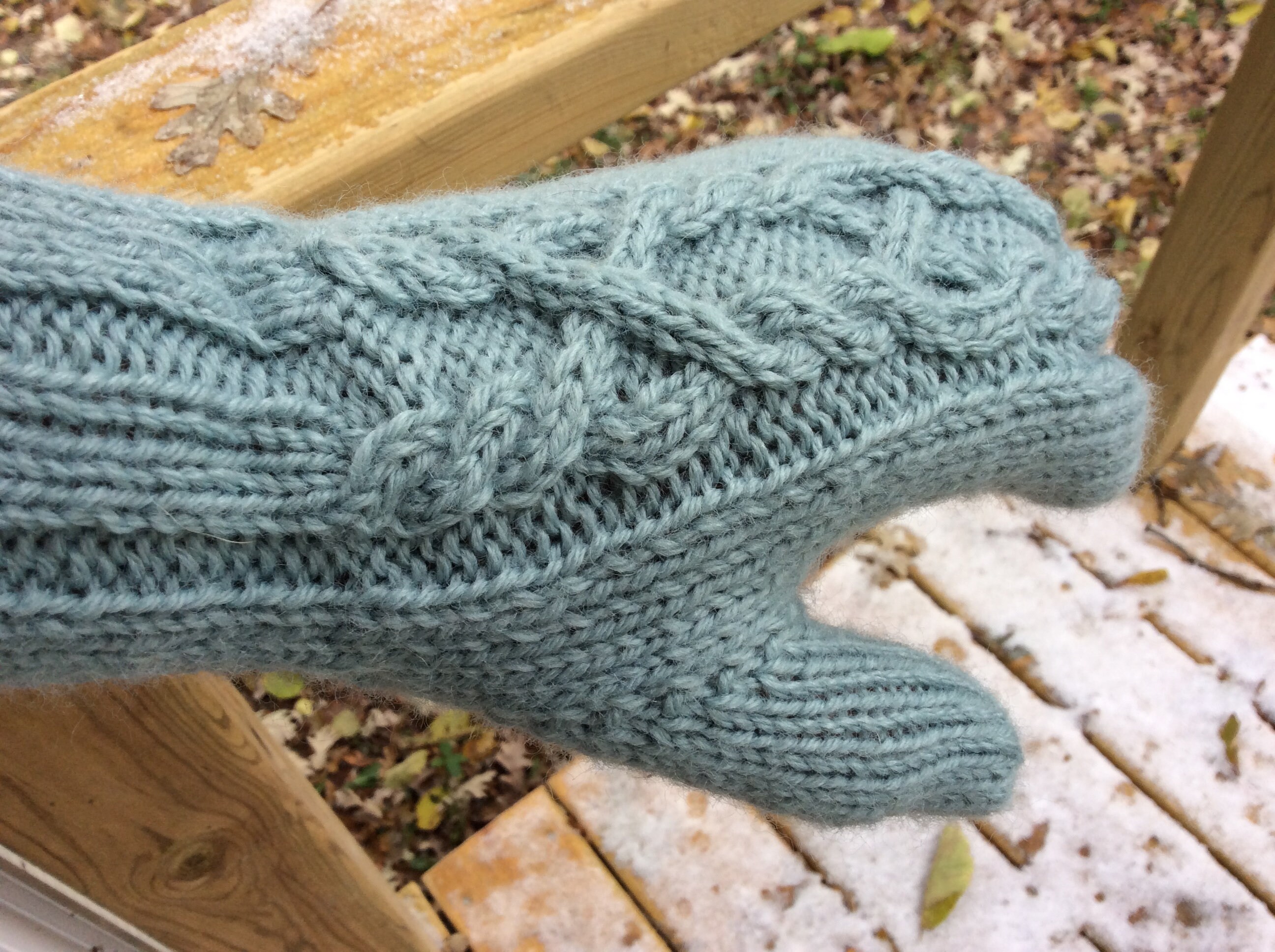 Adults Mittens, Arcrylic and Wool Hand Knit Mittens, Lt Blue Grey, Hand ...