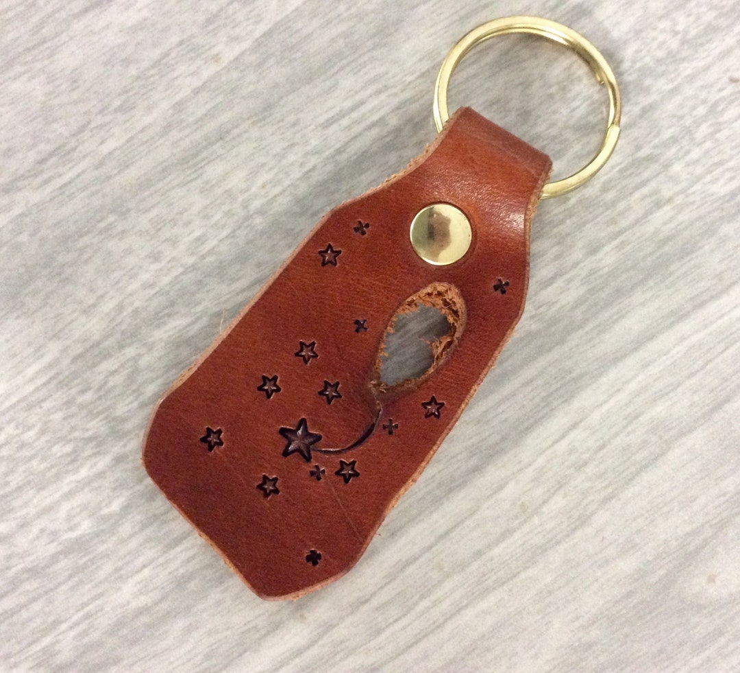 Leather Keychain, Hole in Keychain, Different Key Fob, Leather Key ...