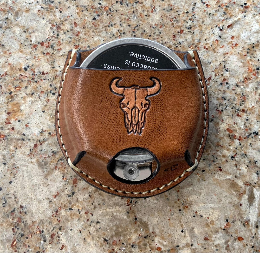 Cow Skull Snuff Case, Farmers Snuff, Leather Snuff Can Holder, Snuff ...