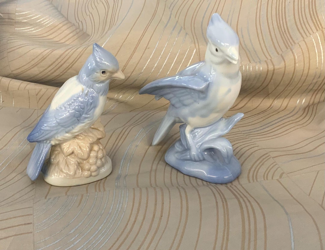 Vintage Ceramic Blue Jays, 2 Birds for One Price, Blue Jay Figurine ...