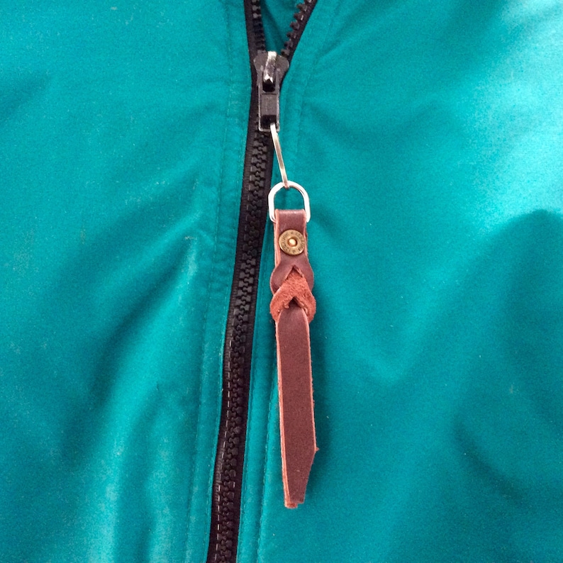 Leather Zipper Pull Zipper Pull With 12 Gauge Rivetpurse - Etsy