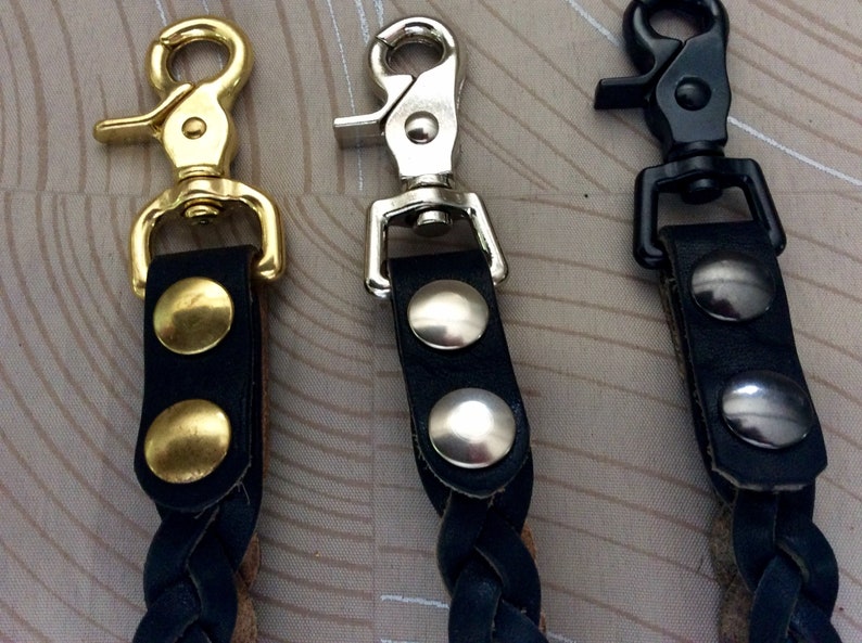 9-1/2" Wrist Strap Key Fob, Unsnaps, Braided Leather Key, Swivel Snap ...