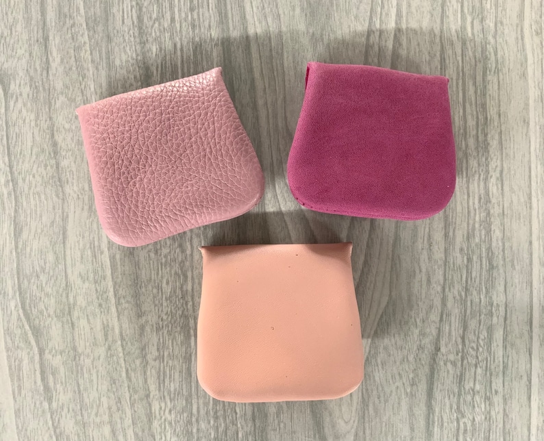 Light Pink Coin Purse, Leather Purse, Small Coin Purse, Tiny Coin Purse ...