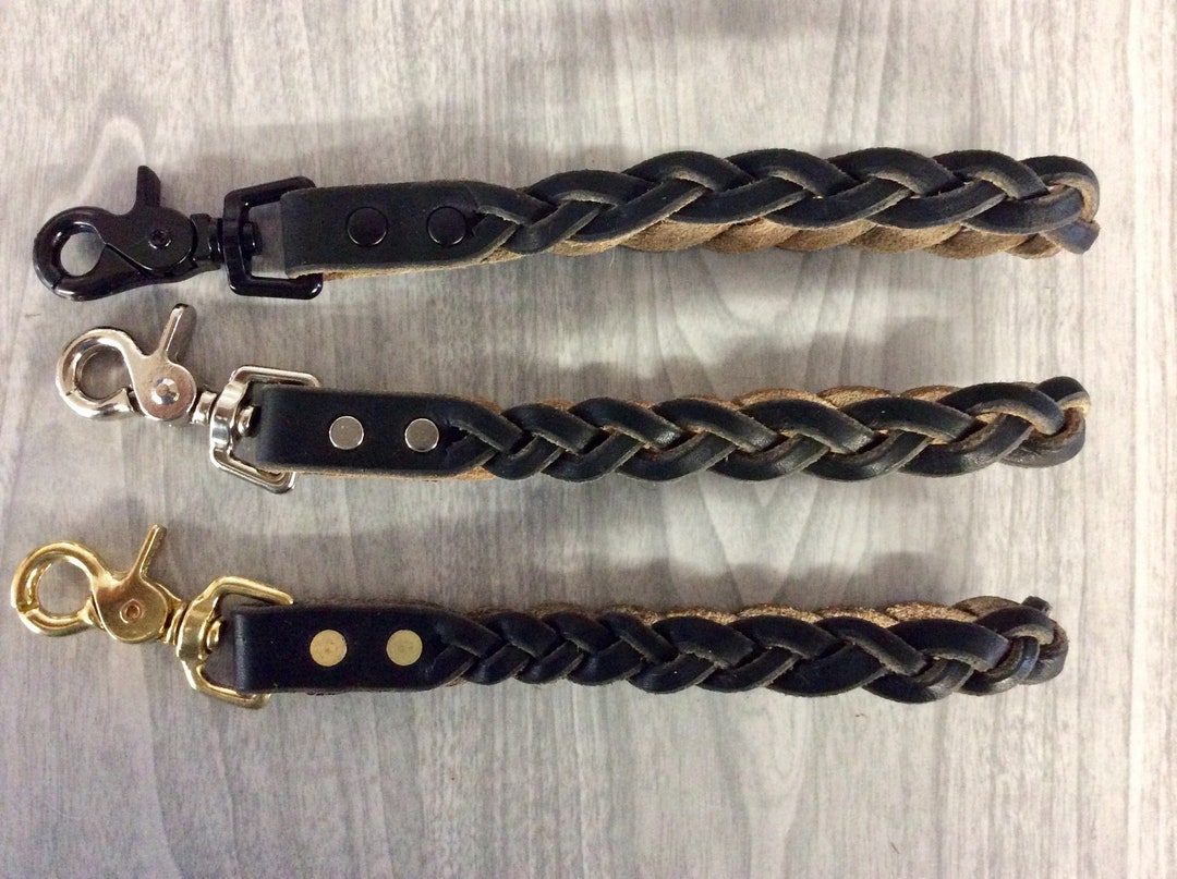 Wrist Strap Key Fob, 9-1/2” Braided Leather Key, Swivel Snap, Braided ...