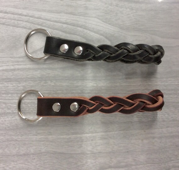 5-3/4braided Leather Key Fob Braided Leather Keychain - Etsy