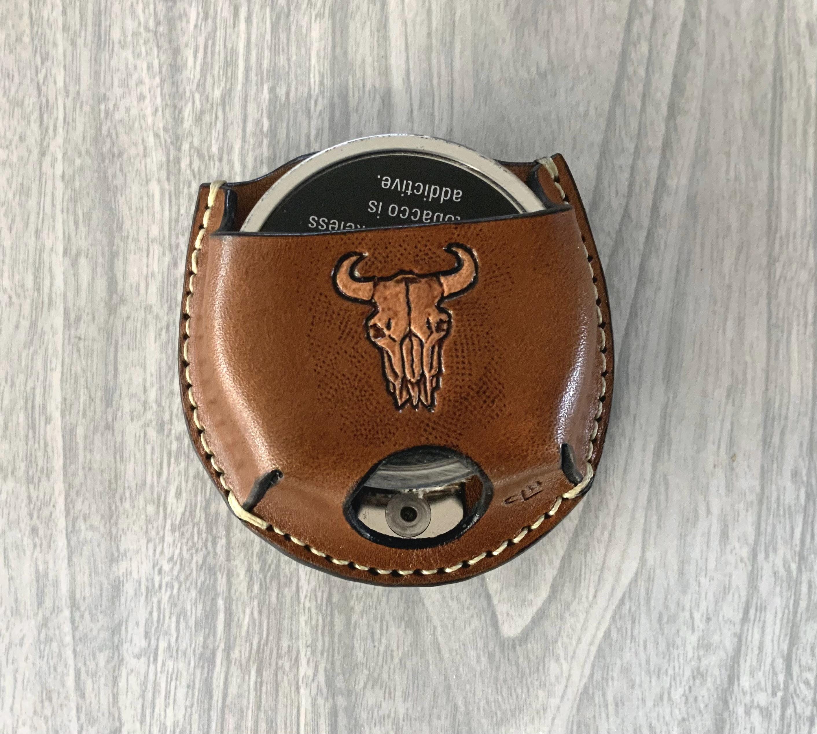 Cow Skull Snuff Case, Farmers Snuff, Leather Snuff Can Holder, Snuff ...