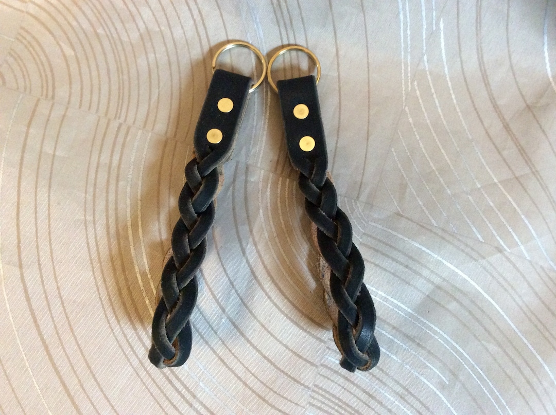 6-3/4"braided Leather Key Fob, Braided Leather Keychain, Latigo Braided ...