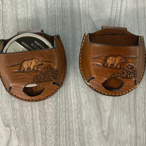 Bear Snuff Can Holder, Leather Snuff Can Holder, Snuff Holder Hangs on ...