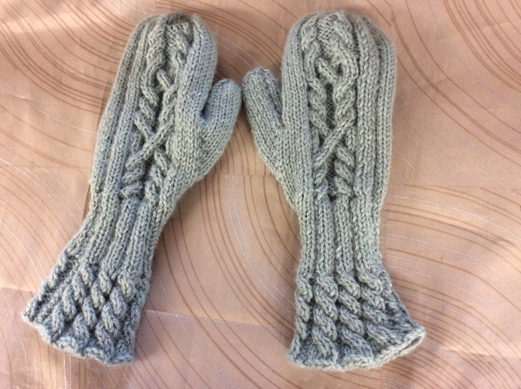 Adults Mittens, Arcrylic and Wool Hand Knit Mittens, Lt Blue Grey, Hand ...