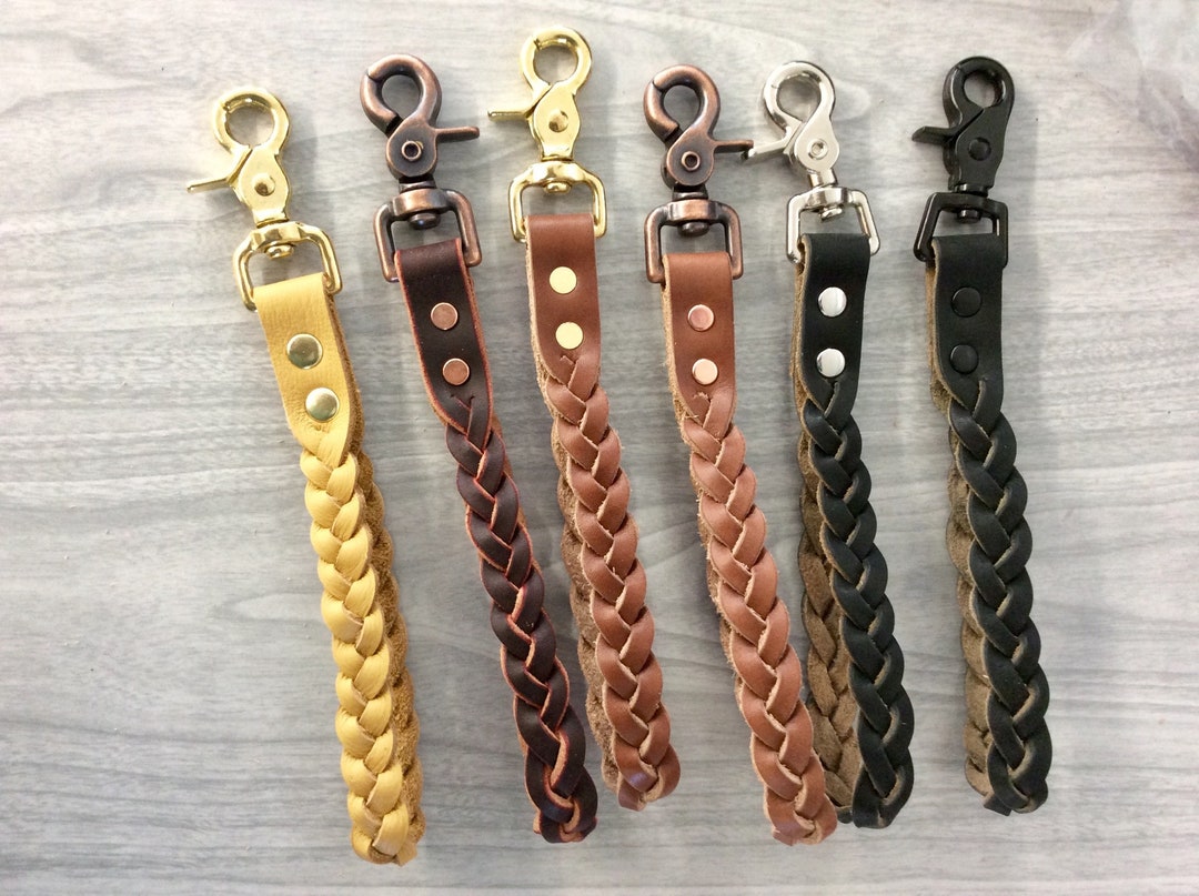 Wrist Strap Fob,9-1/4", Braided Leather Key,swivel Snap Braided Key ...