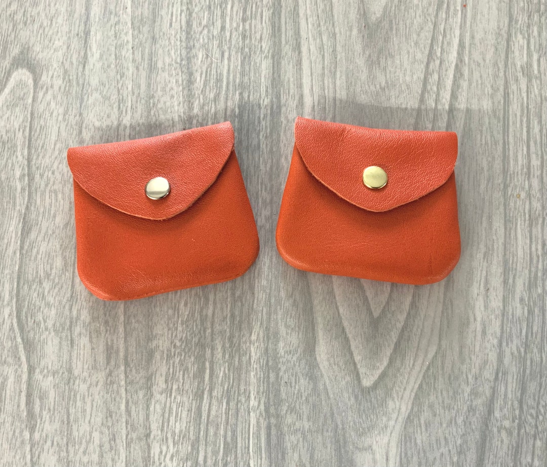 Monedero pequeño, naranja, monedero pequeño, monedero de cuero ...