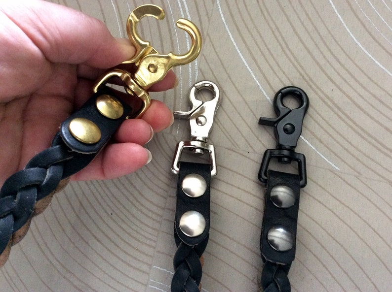 9-1/2" Wrist Strap Key Fob, Unsnaps, Braided Leather Key, Swivel Snap ...