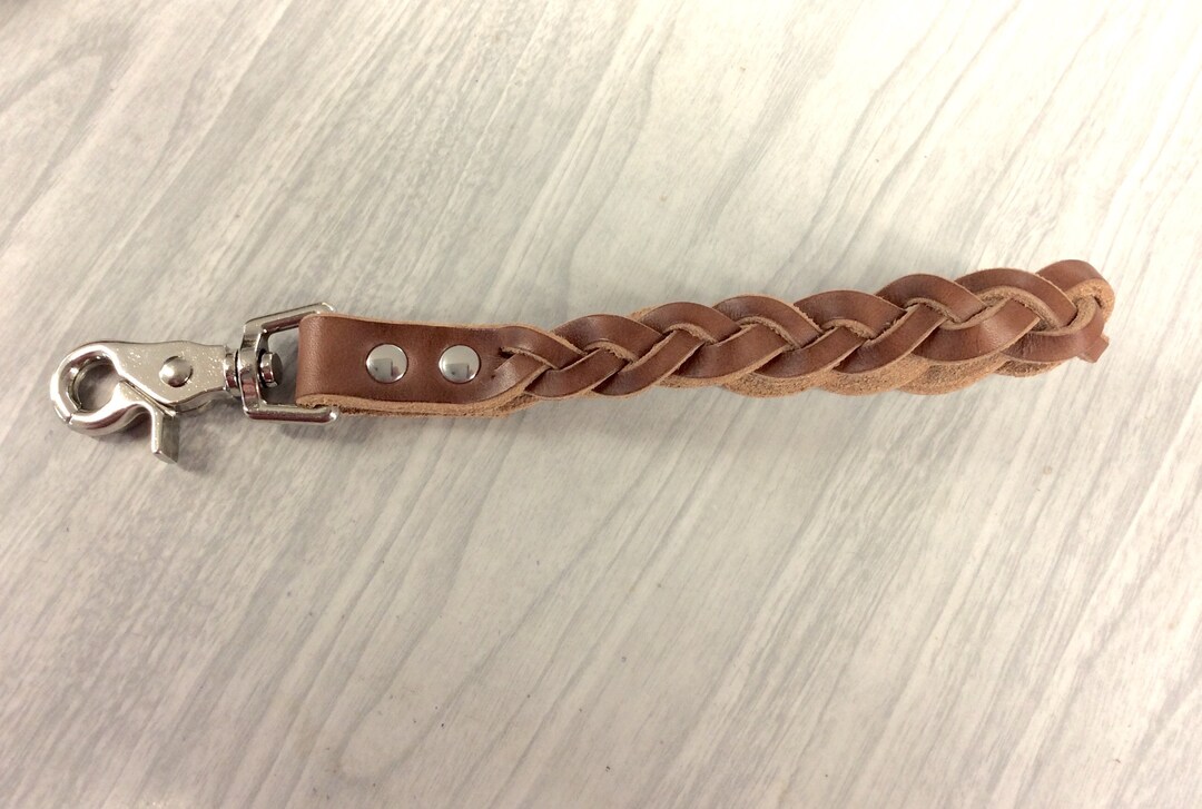 Wrist Strap Key Fob,9-1/4", Braided Leather Key, Swivel Snap, Braided ...