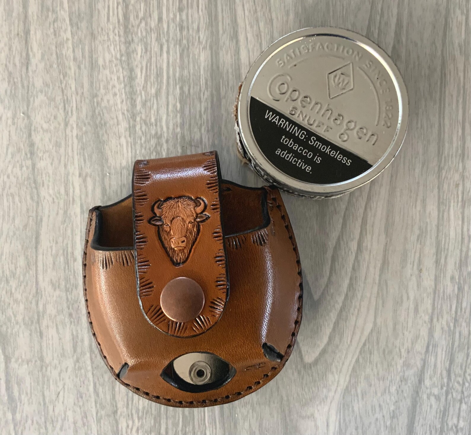 Buffalo Snuff Caddy,farmers Snuff, Buffalo, Leather Snuff Can Holder ...