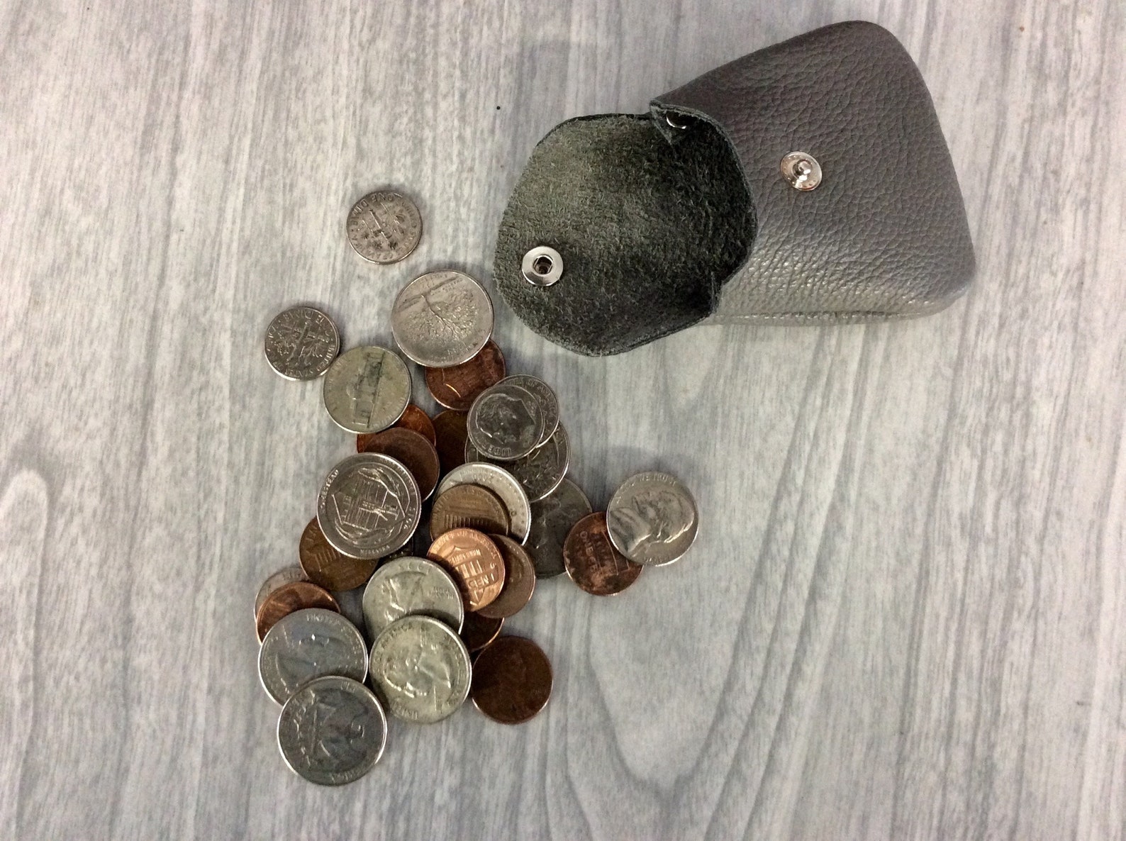 Small Coin Purse, Gray,tiny Coin Purse,leather Coin Purse,small Gray ...