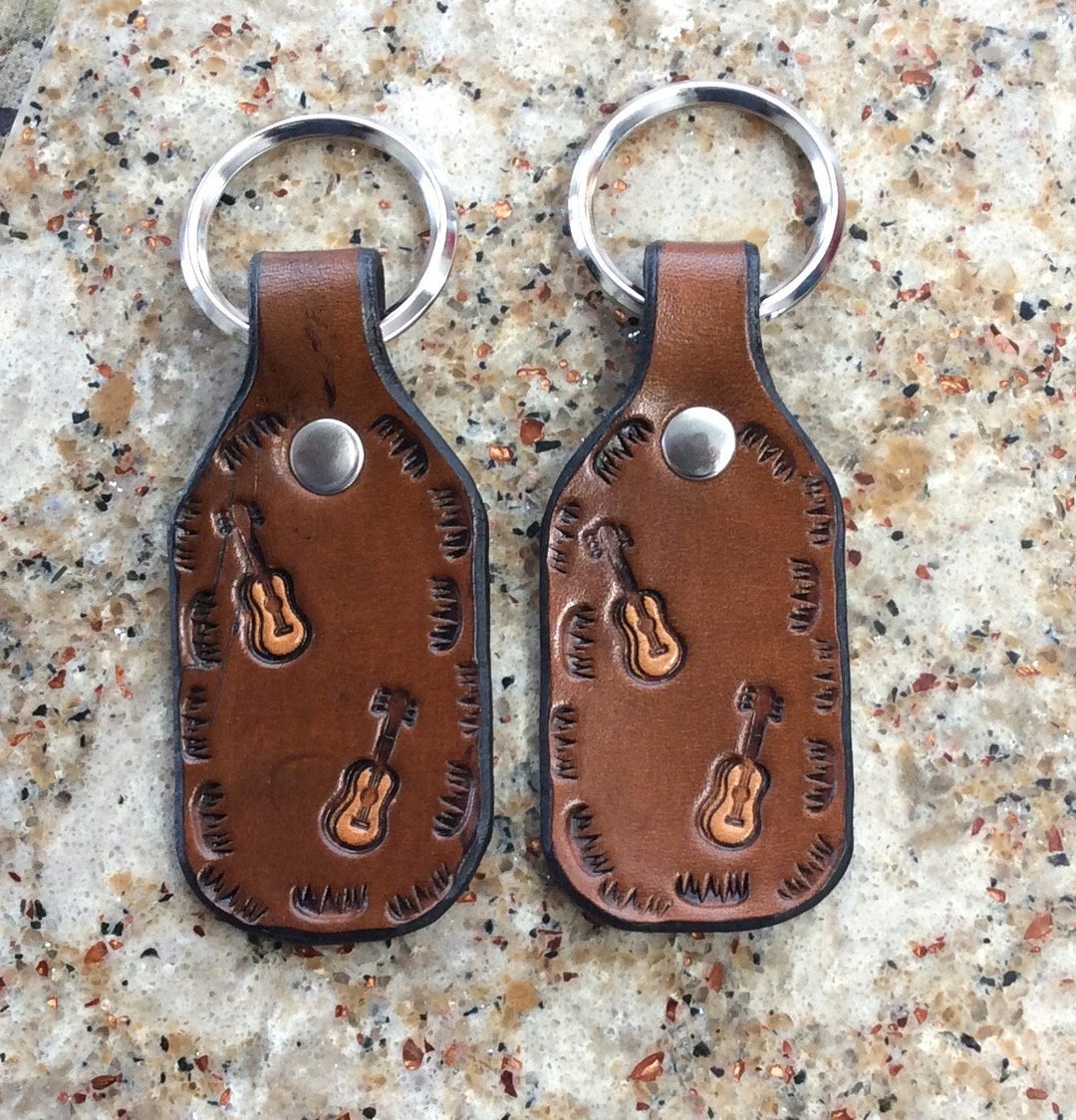 Guitar, Music, Key Fob, Key Ring, Leather Key Fob, Leather Key Ring ...
