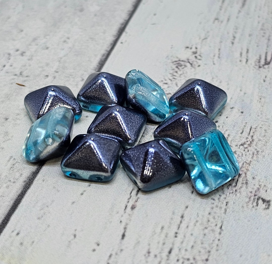 Czech Glass 2 Hole Pyramid Stud Beads 12mm 10 Beads Gun - Etsy