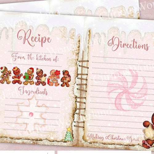 VINTAGE RECIPE CARDS Collage Digital Images printable - Etsy