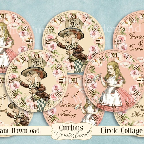 Alice in Wonderland Clocks Printable Clocks Digital - Etsy